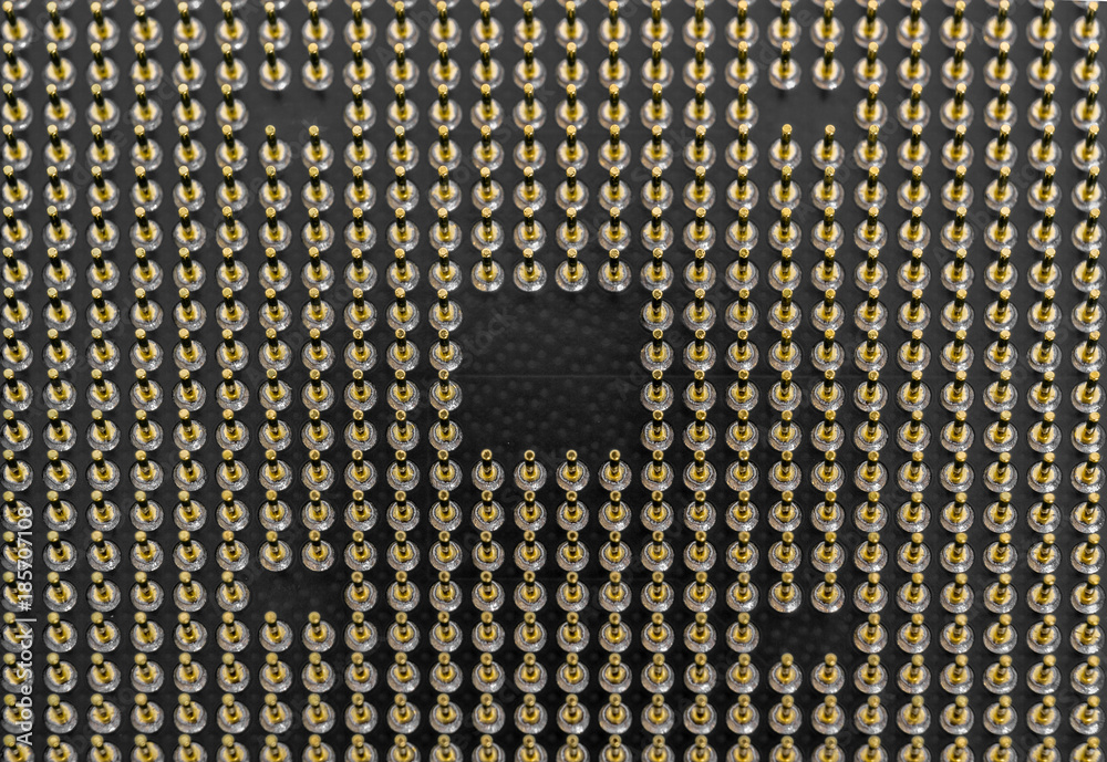 Pin Grid Array Angled - Bottom of Computer Microprocessor - Closeup ...