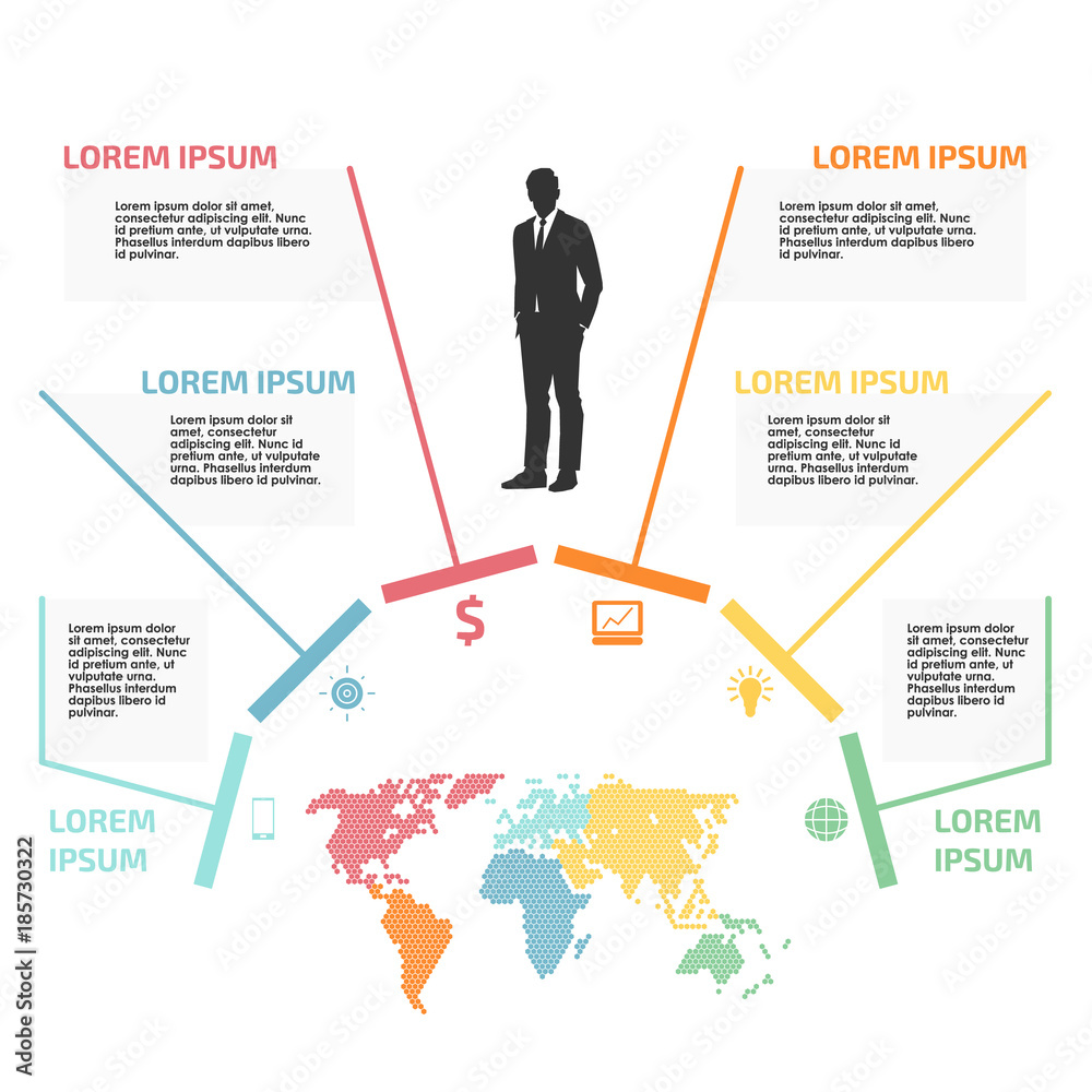 Infographic world map, vector background. Stock Vector | Adobe Stock
