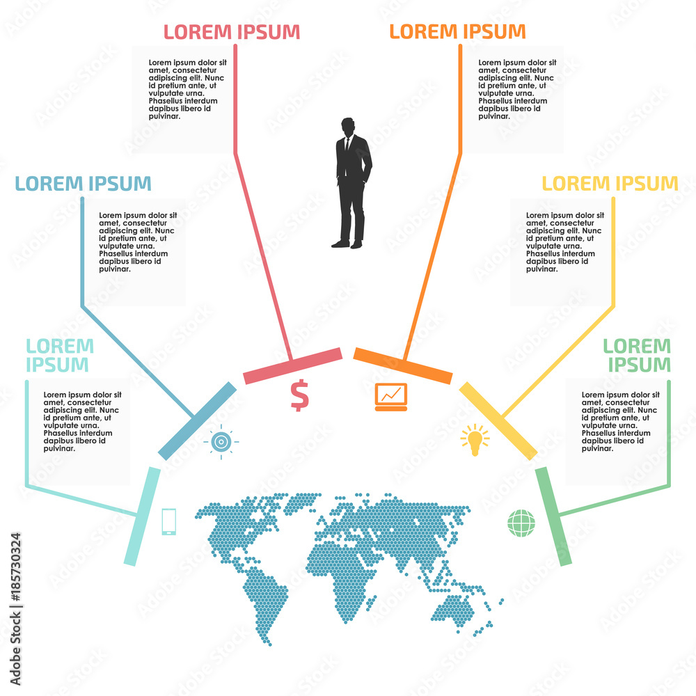 Infographic world map, vector background. Stock Vector | Adobe Stock