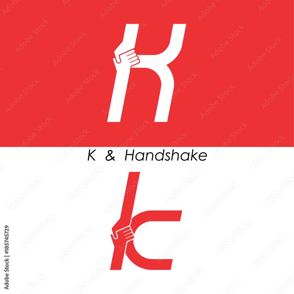 K - Letter abstract icon & hands logo design vector template.Teamwork ...