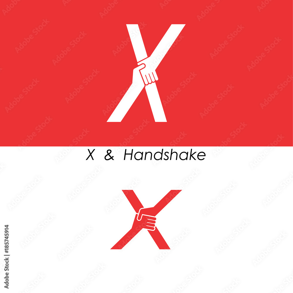 X - Letter abstract icon & hands logo design vector template.Teamwork ...
