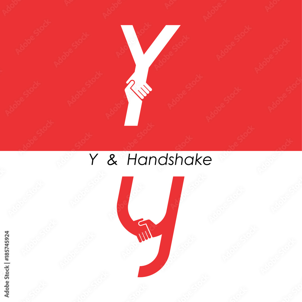 Y - Letter abstract icon & hands logo design vector template.Teamwork ...