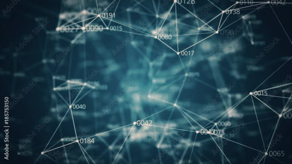 Growing network with numbers animation. Abstract big data sorting and oragnization visualization ...