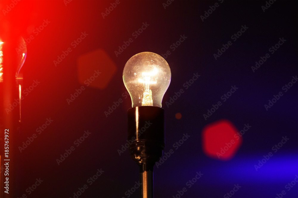 Glowing Red Light Bulb