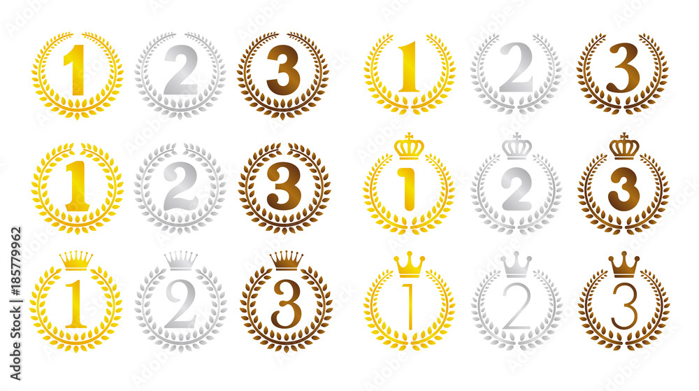 wreath frame ranking illustration set . from 1st place to 3rd place ...