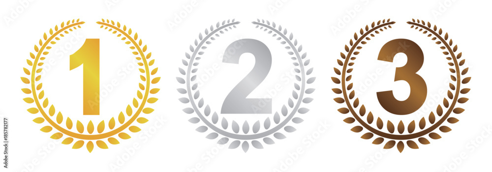 wreath frame ranking illustration set . from 1st place to 3rd place ...