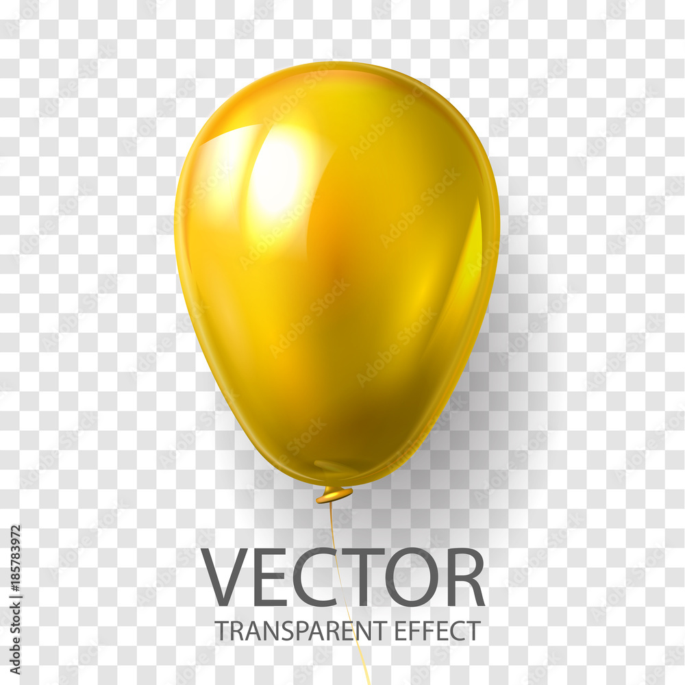 Realistic 3D yellow gold balloon vector stock illustration isolated on ...