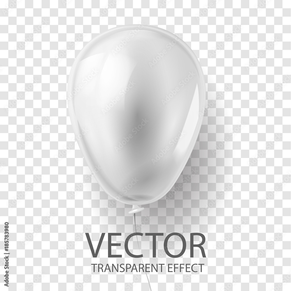 Realistic 3D render white balloon vector stock illustration isolated on ...