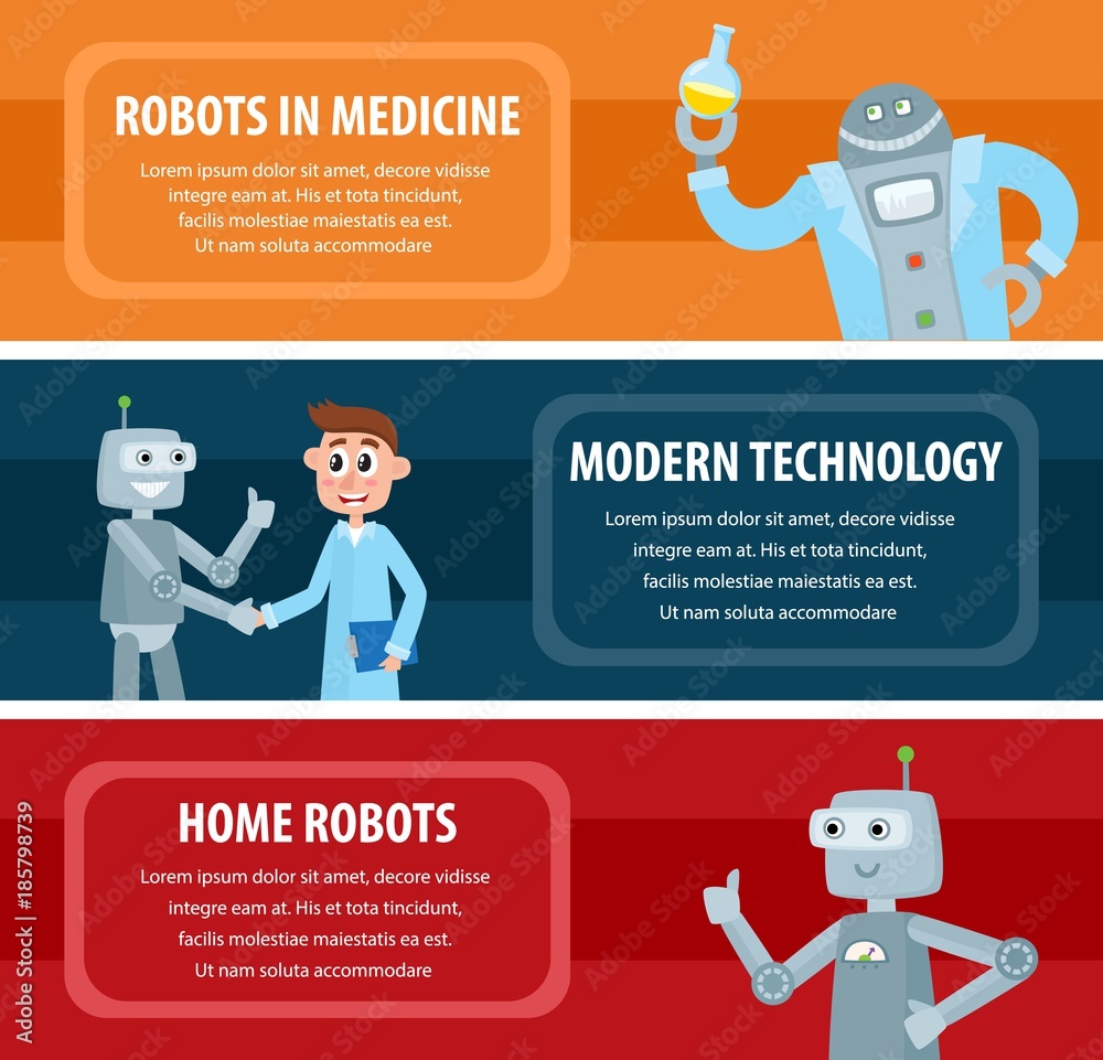 Vector robots, artificial intelligence in modern life infographic ...