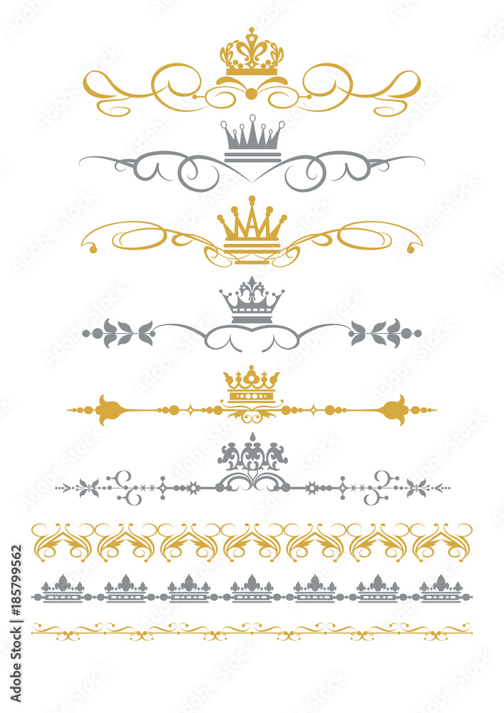 Design Elements. Golden and Silver Color on White background. Frame ...