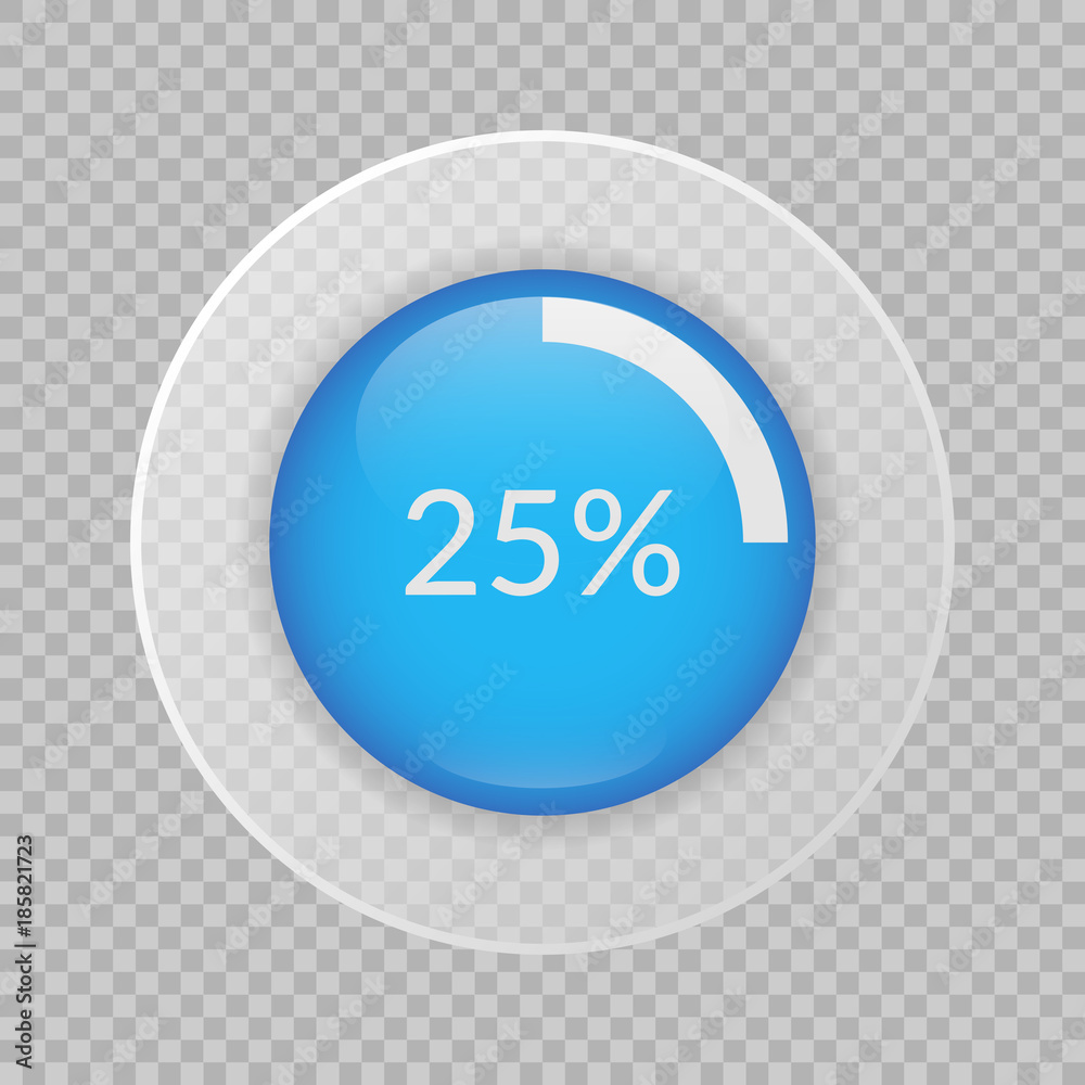 25 percent pie chart on transparent background. Percentage vector ...