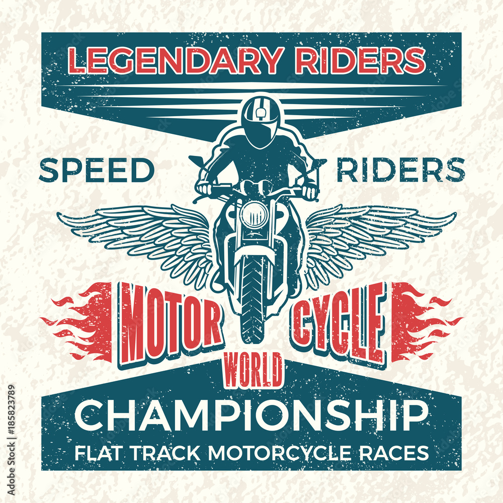 Vintage poster for club of bikers . Vector grunge travel illustration ...