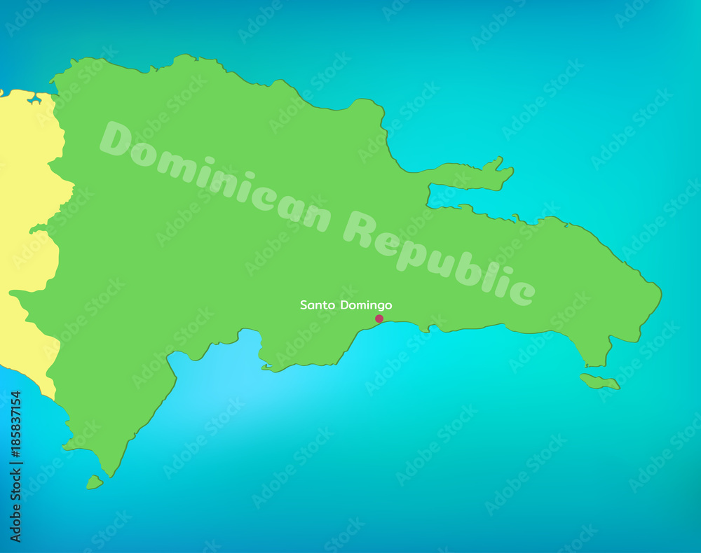 Map of Dominican Republic with capital Santo Domingo, vector ...