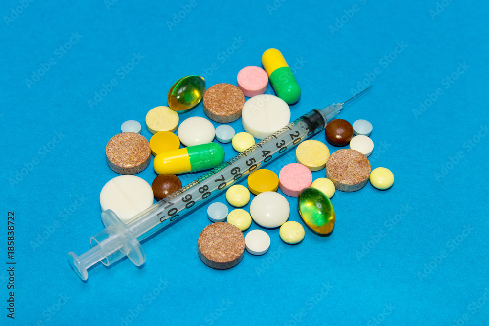 Opioid epidemic .Opioid Pills. Drug abuse Concept - different colored ...