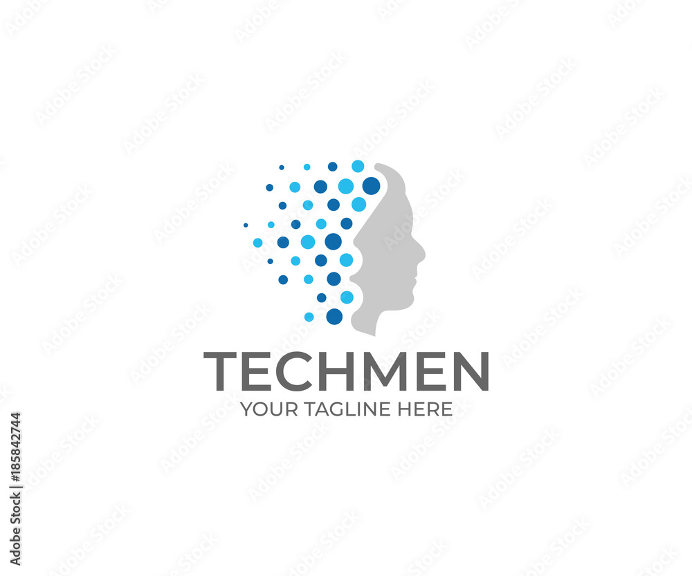 Tech Men Logo Template. Technology Vector Design. Artificial ...