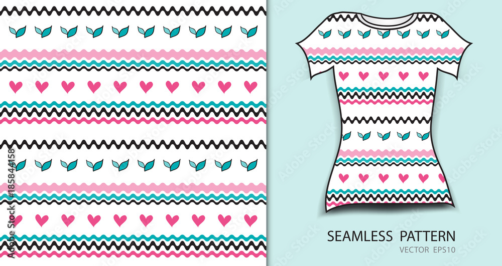 T-shirt design, Pink seamless pattern vector illustration, fabric ...