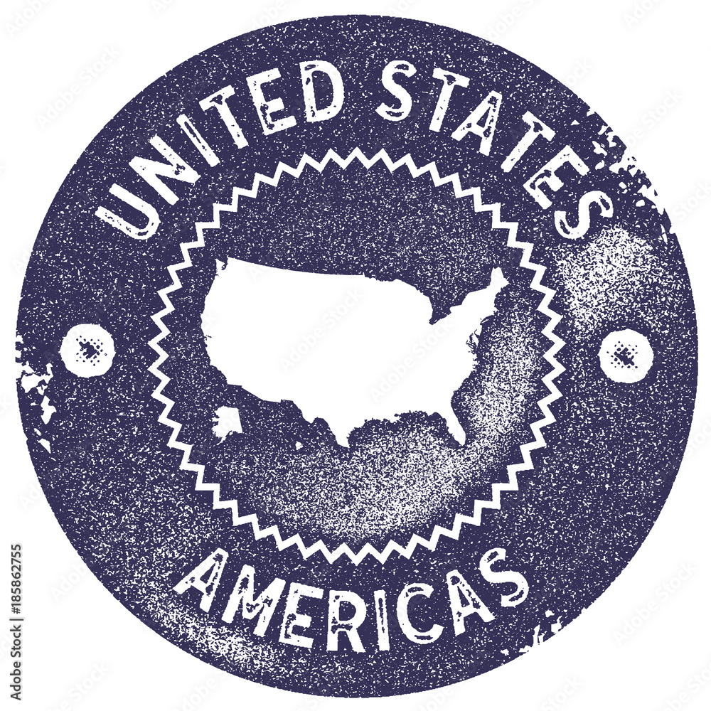 USA map vintage stamp. Retro style handmade label, badge or element for ...