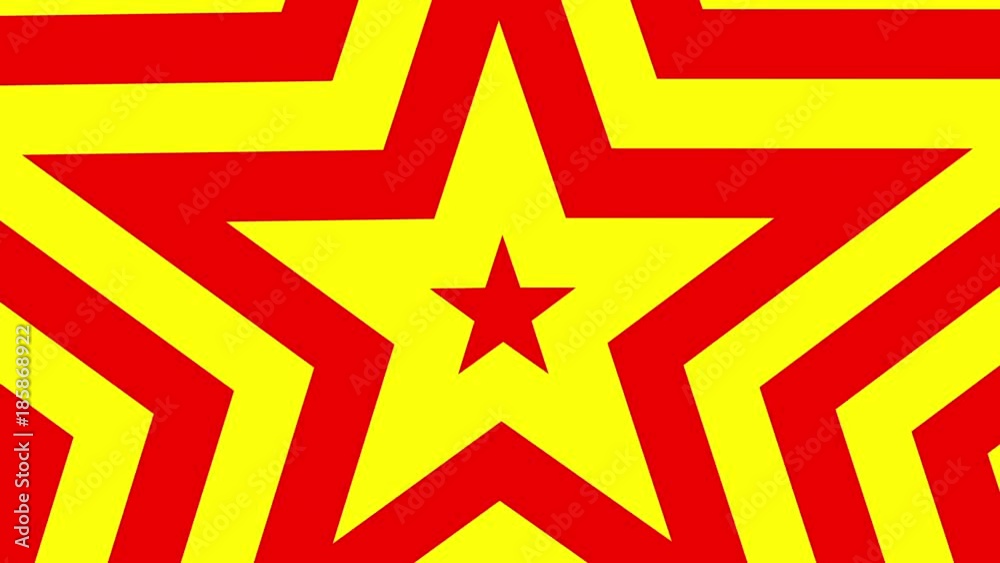 Five point star red and yellow gold star pentagon animated grows ...