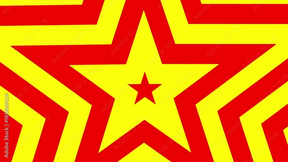 Five point star red and yellow gold star pentagon animated grows ...