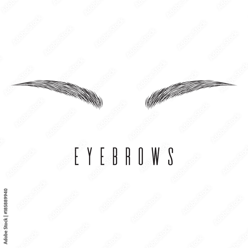 Perfect shape eyebrows. Eyebrow tattoo. Glamorous fashion makeup. Logo ...