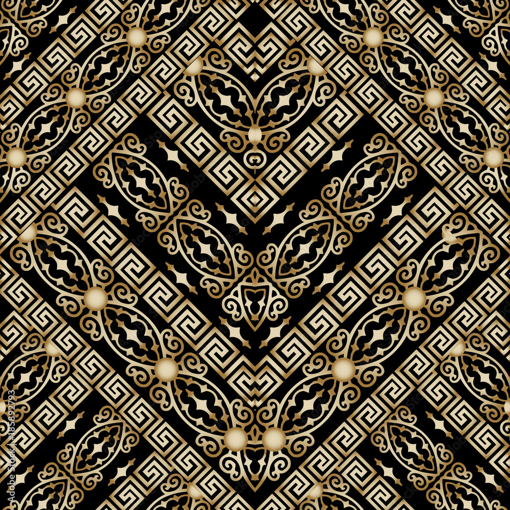 Baroque seamless pattern. Vector floral background with geometric ...