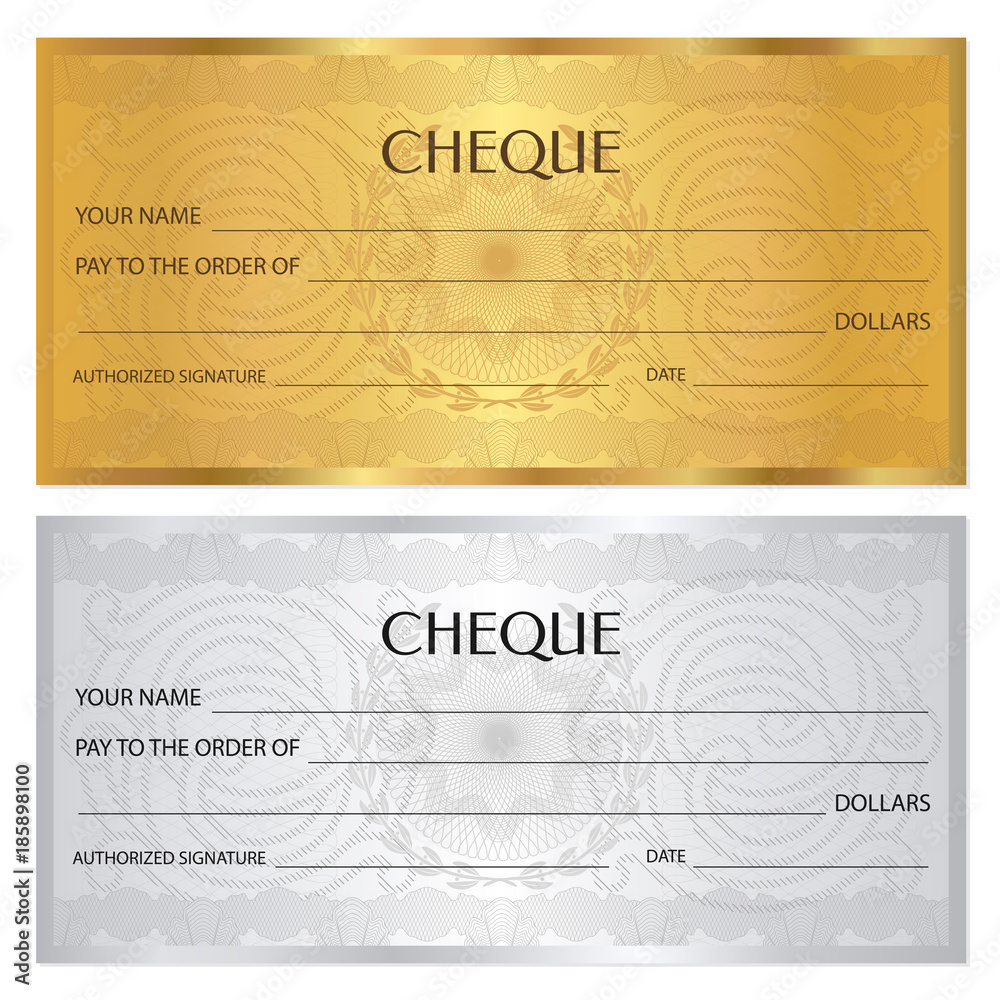 Vetor de Check (cheque), Chequebook template. Guilloche pattern with ...