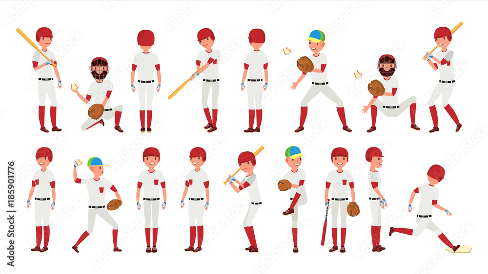 Professional Baseball Player Vector. Powerful Hitter. Dynamic Action On ...
