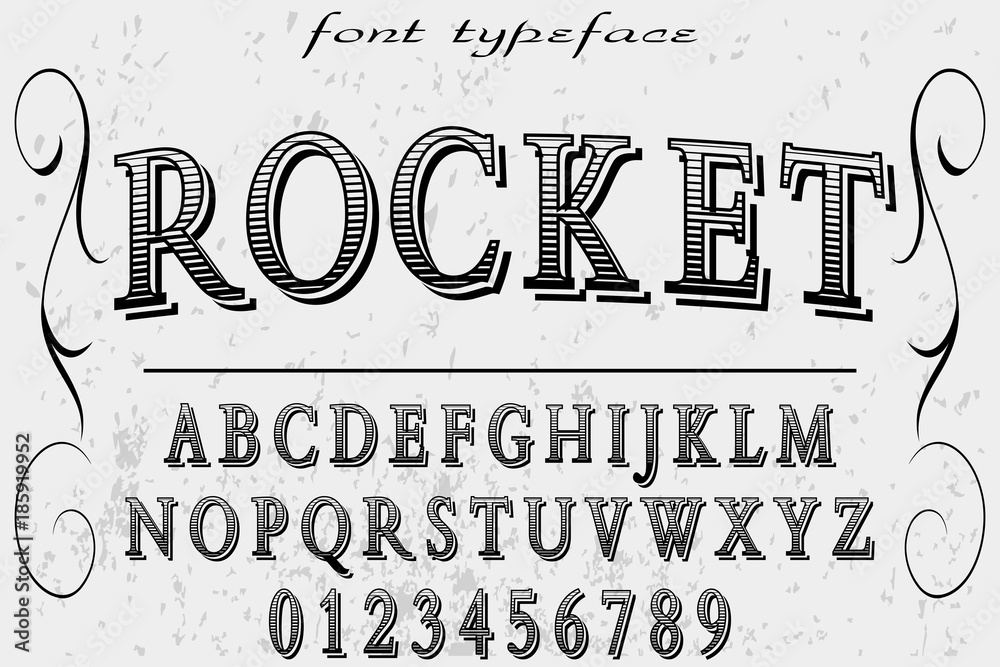 Font.alphabet.Script.Typeface handcrafted handwritten vector label ...