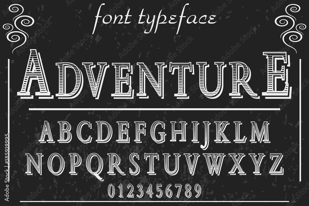 Font.alphabet.Script.Typeface handcrafted handwritten vector label ...