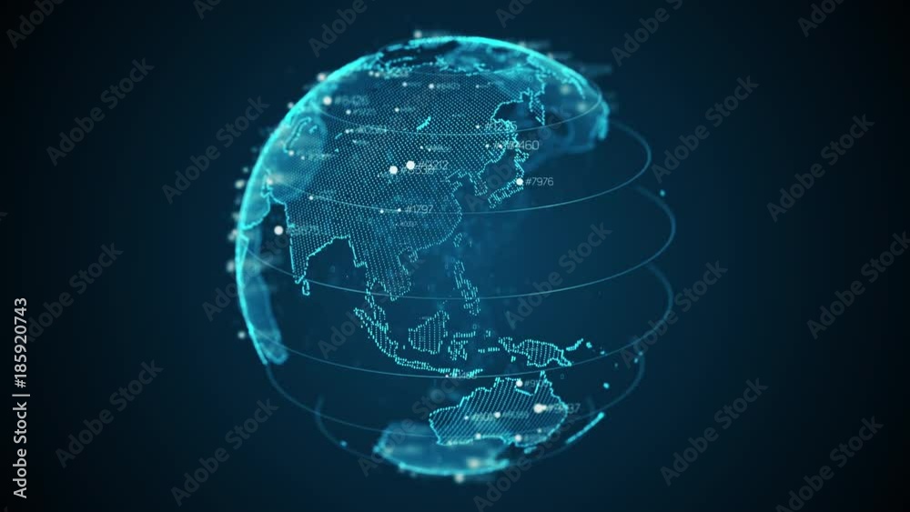 Pixel 3D planet Earth with big data animation. Rotating globe, shining ... Pixel 3D planet Earth with big data animation. Rotating globe, shining ...
