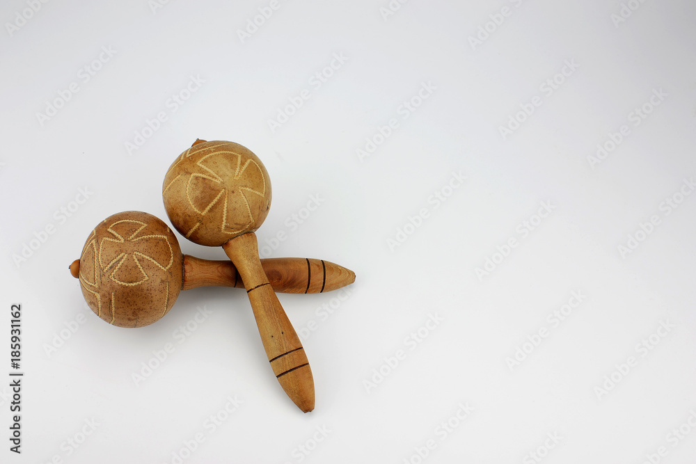 Two Cuban Maracas. Beautiful maracas on white background. Musical ...