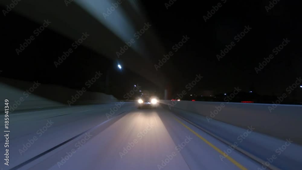 Night freeway rear view time lapse on the 2 and 210 freeways in Los ...