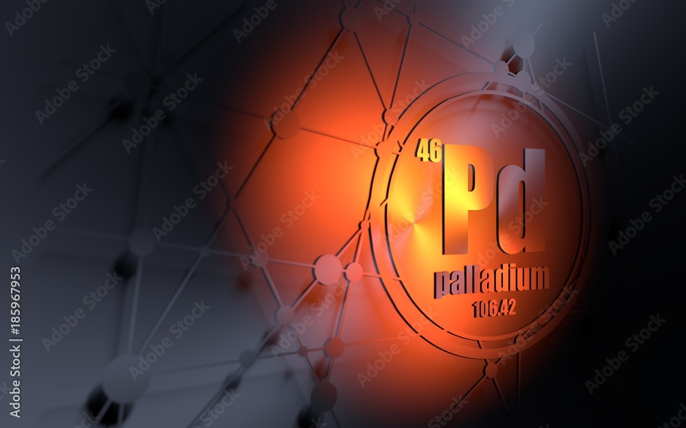 Palladium chemical element. Sign with atomic number and atomic weight ...