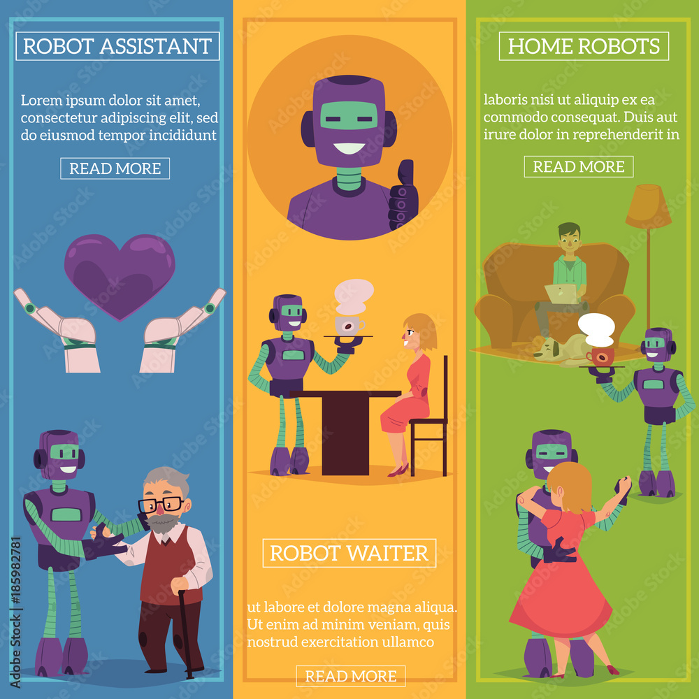 Vector robots, artificial intelligence in modern life infographic ...