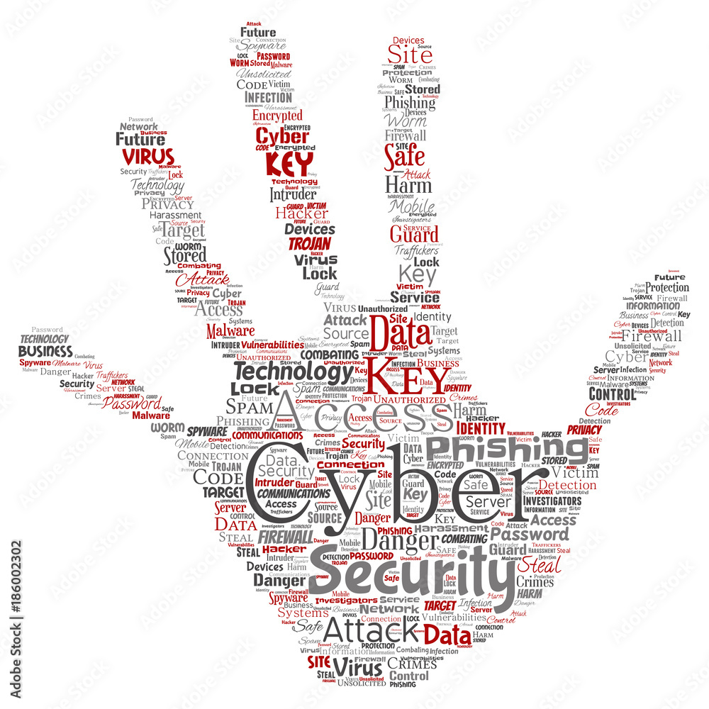 Vector conceptual cyber security online access technology hand print ...