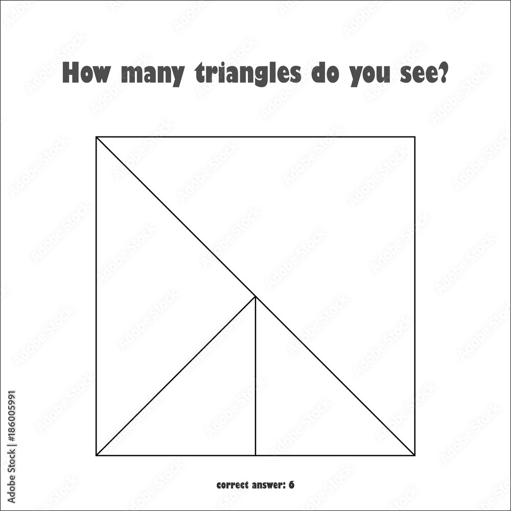 Count the triangles, maths game for children, easy level, education ...