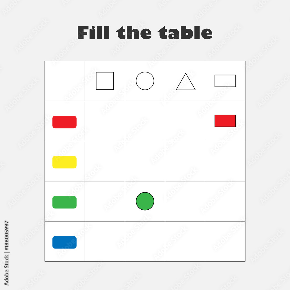 Fill the table with colorful geometric shapes for children, fun ...