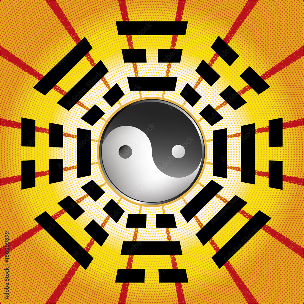 Poster Bagua symbol of Taoism / Daoism with 8 trigrams with yin yang ...