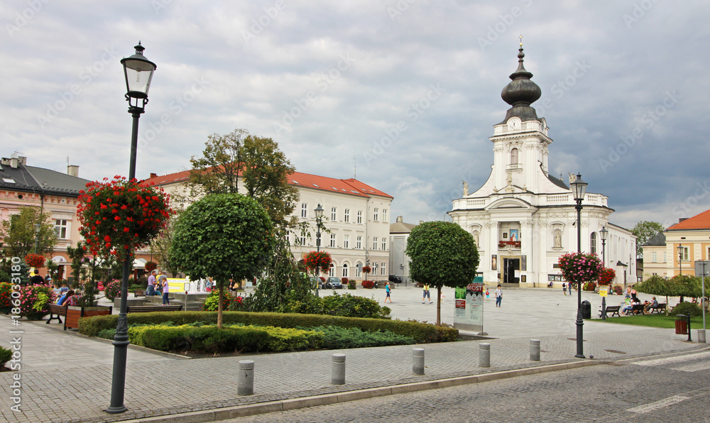 Basílica y plaza de Wadowice, Polonia Stock Photo | Adobe Stock