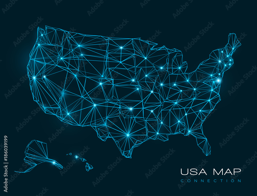 USA map abstract technology background - vector Stock Vector | Adobe Stock