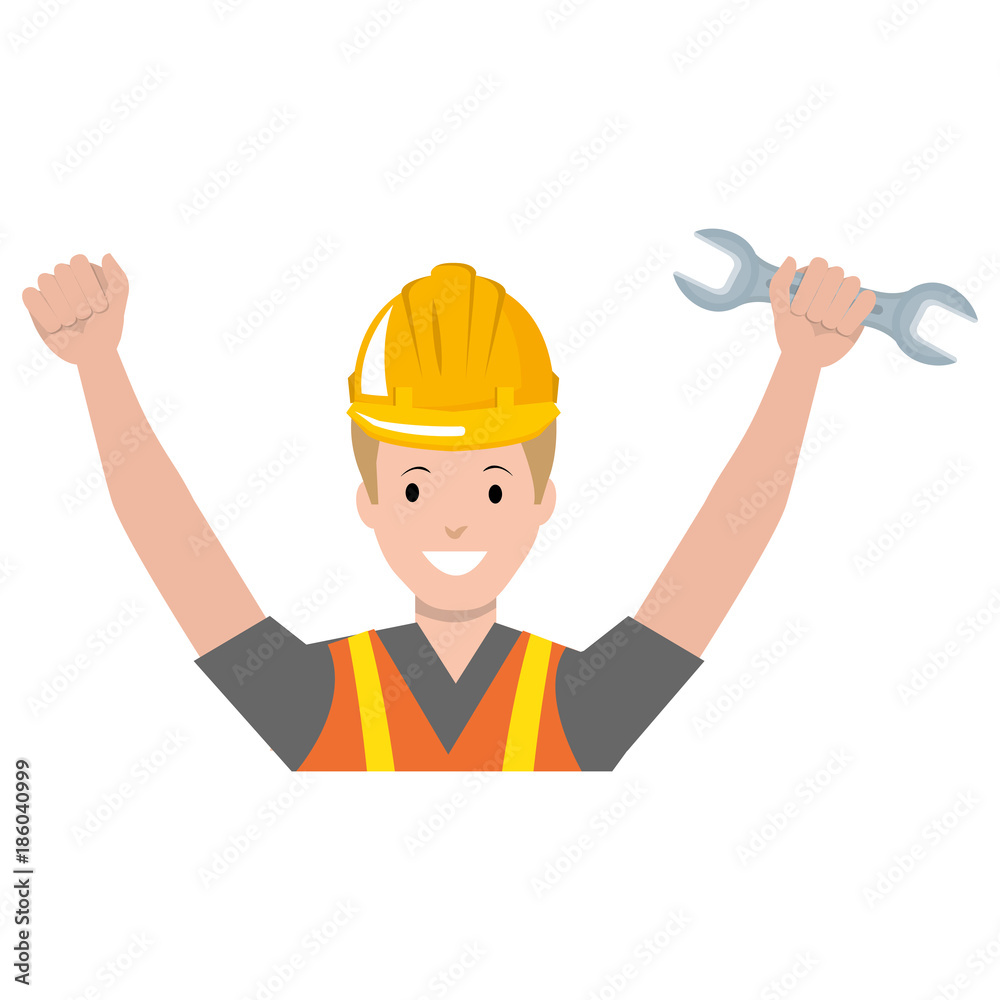 construction worker with wrench avatar Stock Vector | Adobe Stock
