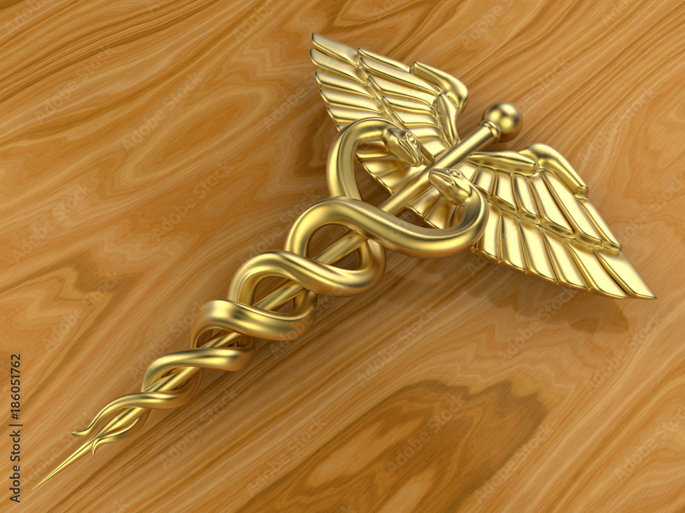 3D golden medical symbol with two snakes Stock Illustration | Adobe Stock