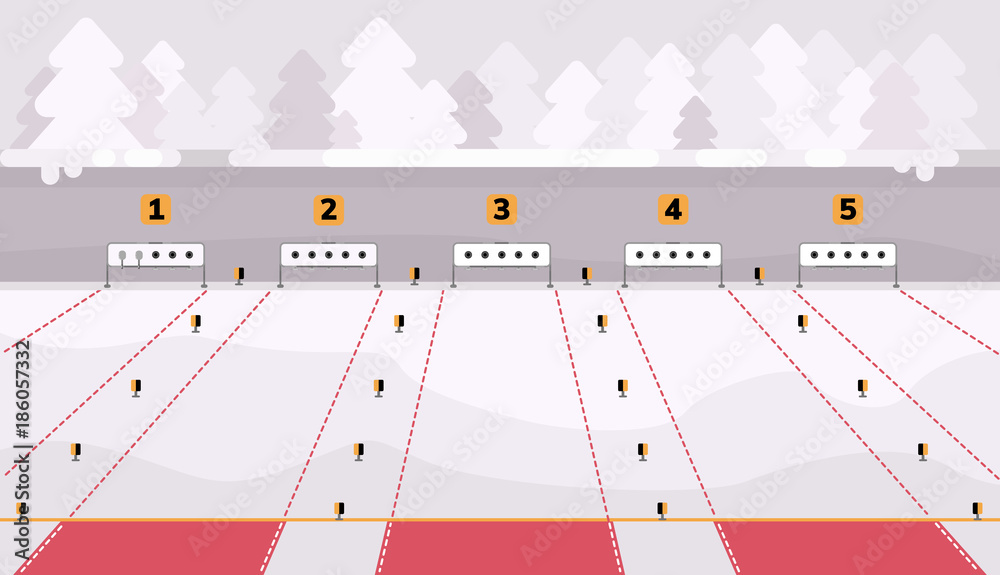 Biathlon shooting range. Place of shooting for competitions in biathlon ...