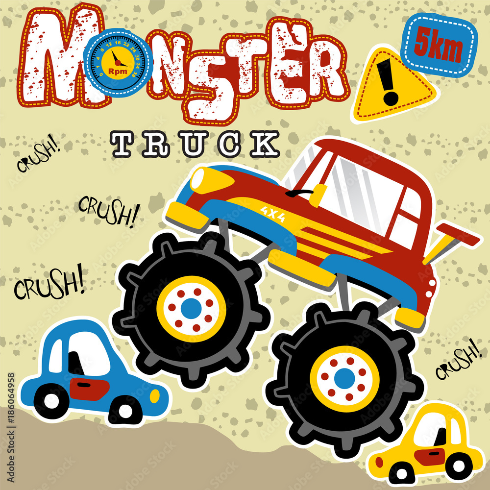 monster truck cartoon Stock Vector | Adobe Stock