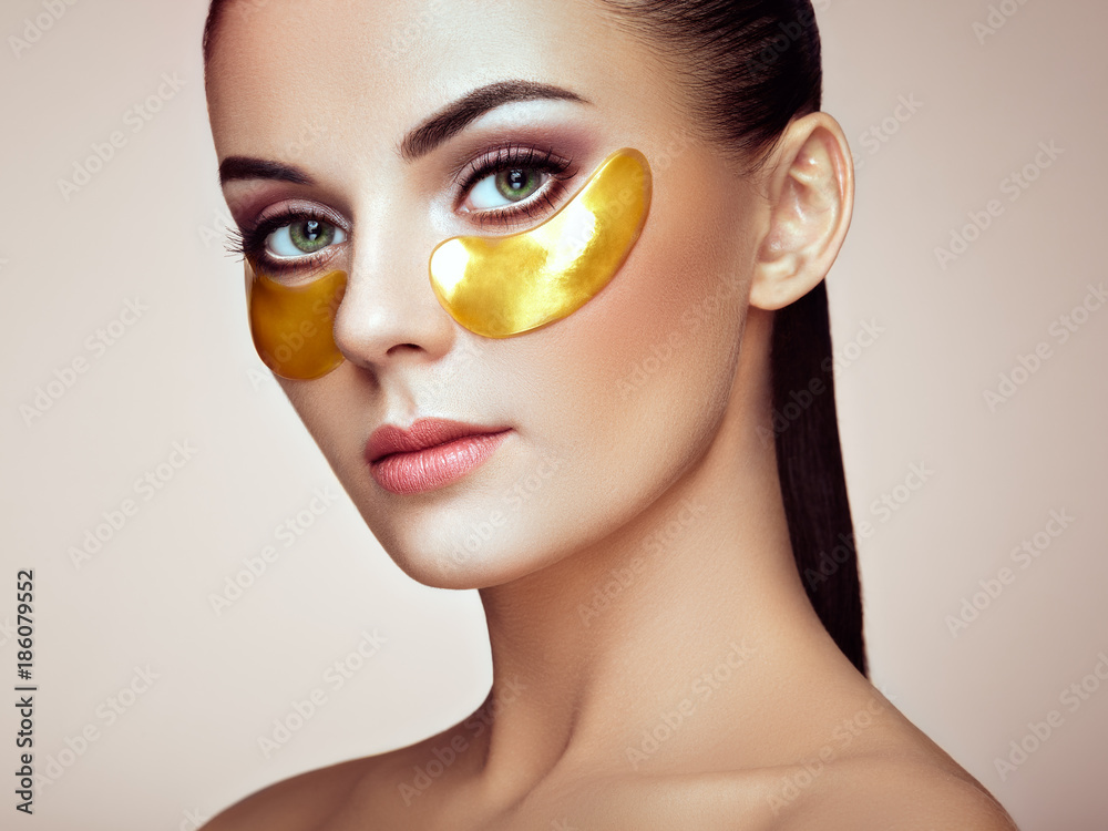 Portrait of Beauty Woman with Eye Patches. Woman Beauty Face with Mask ...