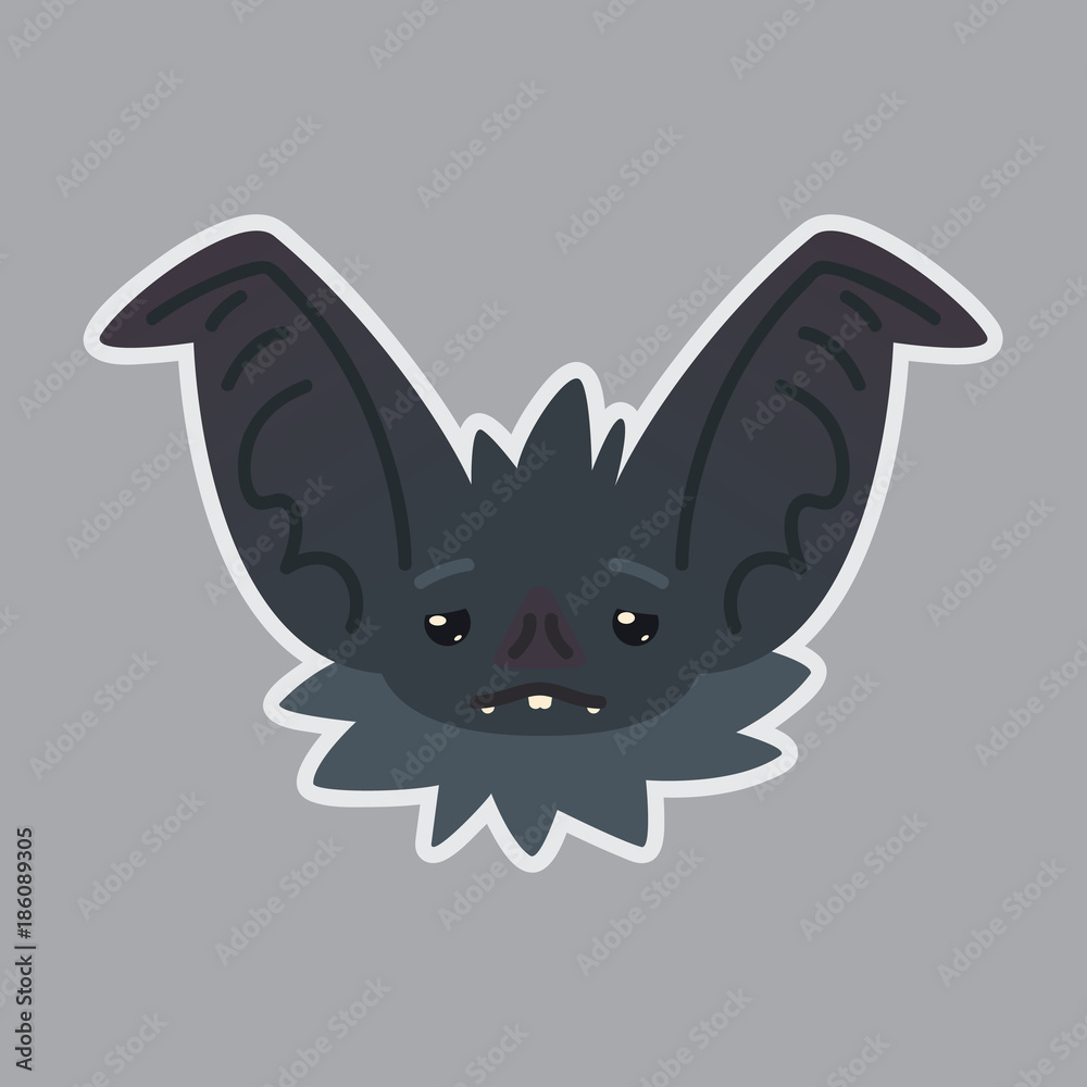 Bat sticker. Emoji. Illustration of cute Halloween bat vampire shows ...