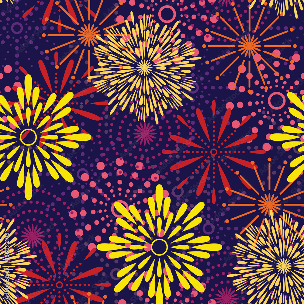 Fireworks inspired seamless pattern Stock Illustration | Adobe Stock