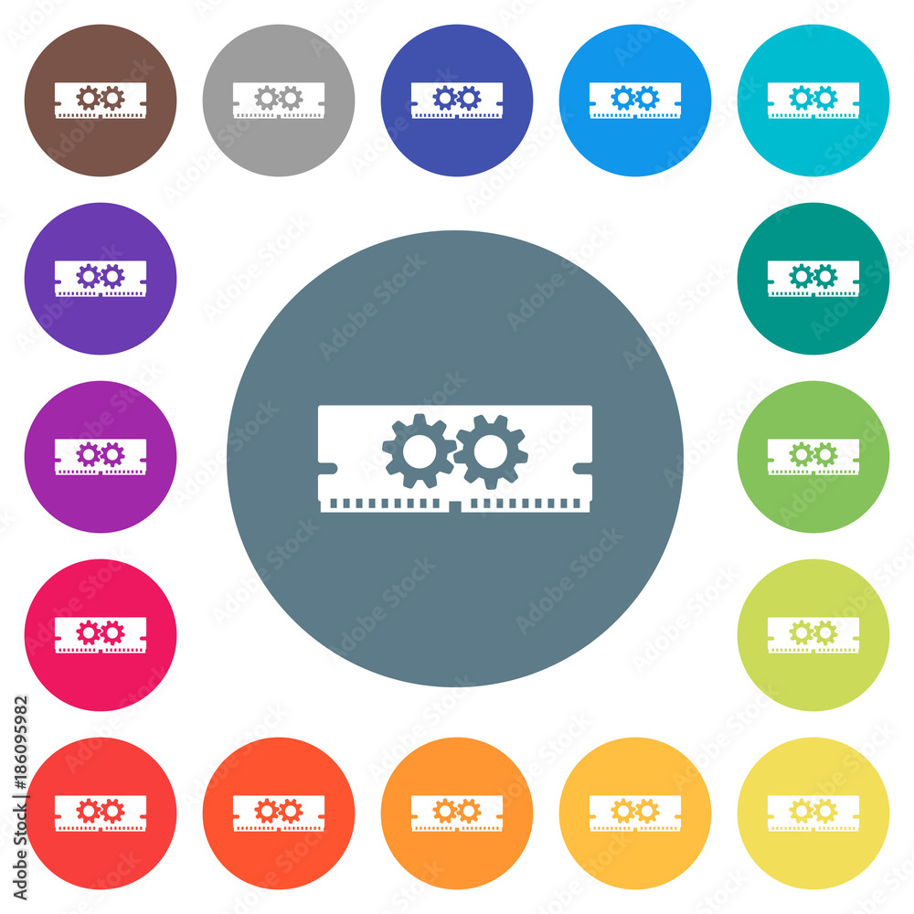 Memory optimization flat white icons on round color backgrounds Stock ...