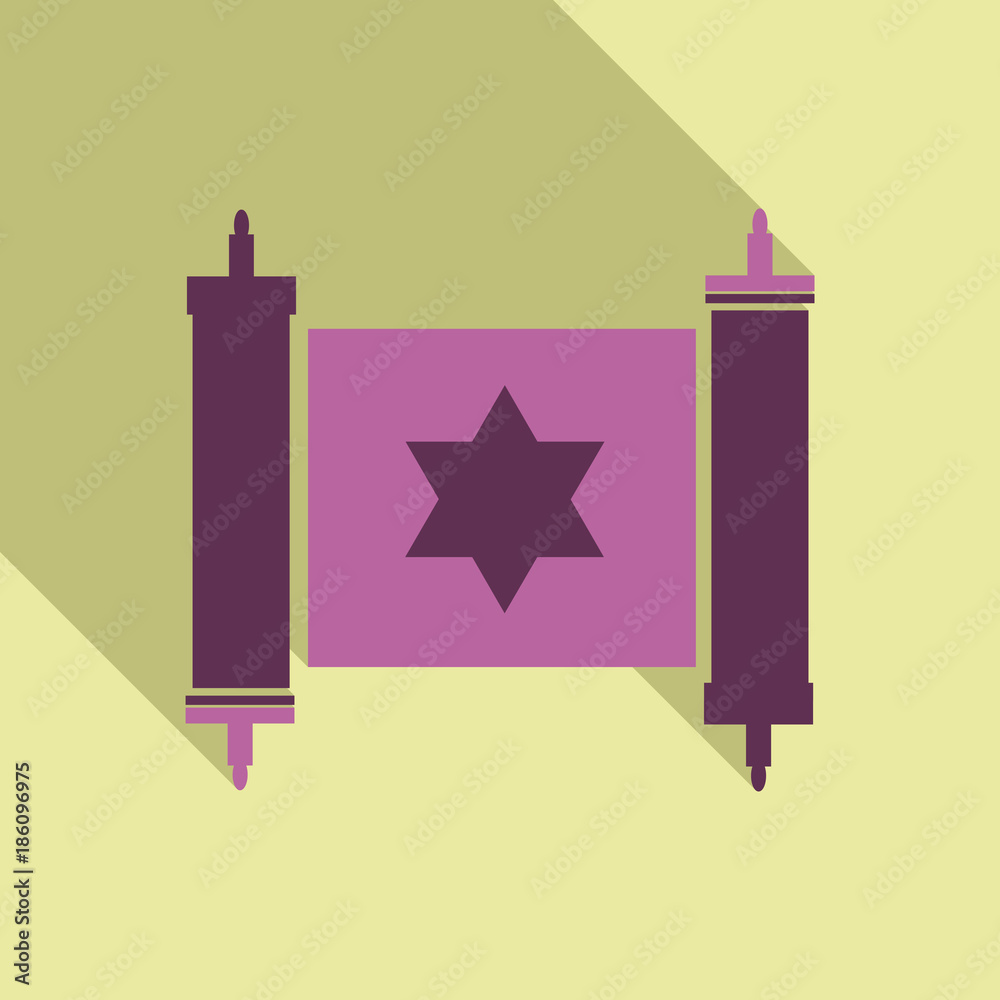 Torah Scroll Icon In Flat Style Jewish Torah In Expanded Form Flat torah-scroll-icon-in-flat-style-jewish-torah-in-expanded-form-flat