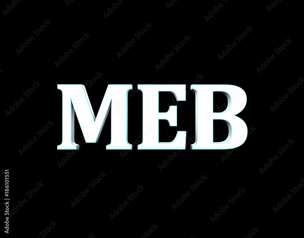 MEB, Kısaltmalar, Tipografik Beyaz Işıklı 3D Çalışması Stock ...